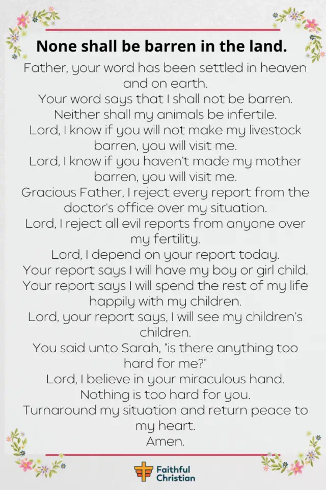 Fertility Prayer for a Baby (boy or girl) and to get Pregnant