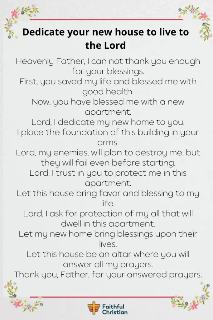 Prayer for a new home to live (house cleansing and dedication)