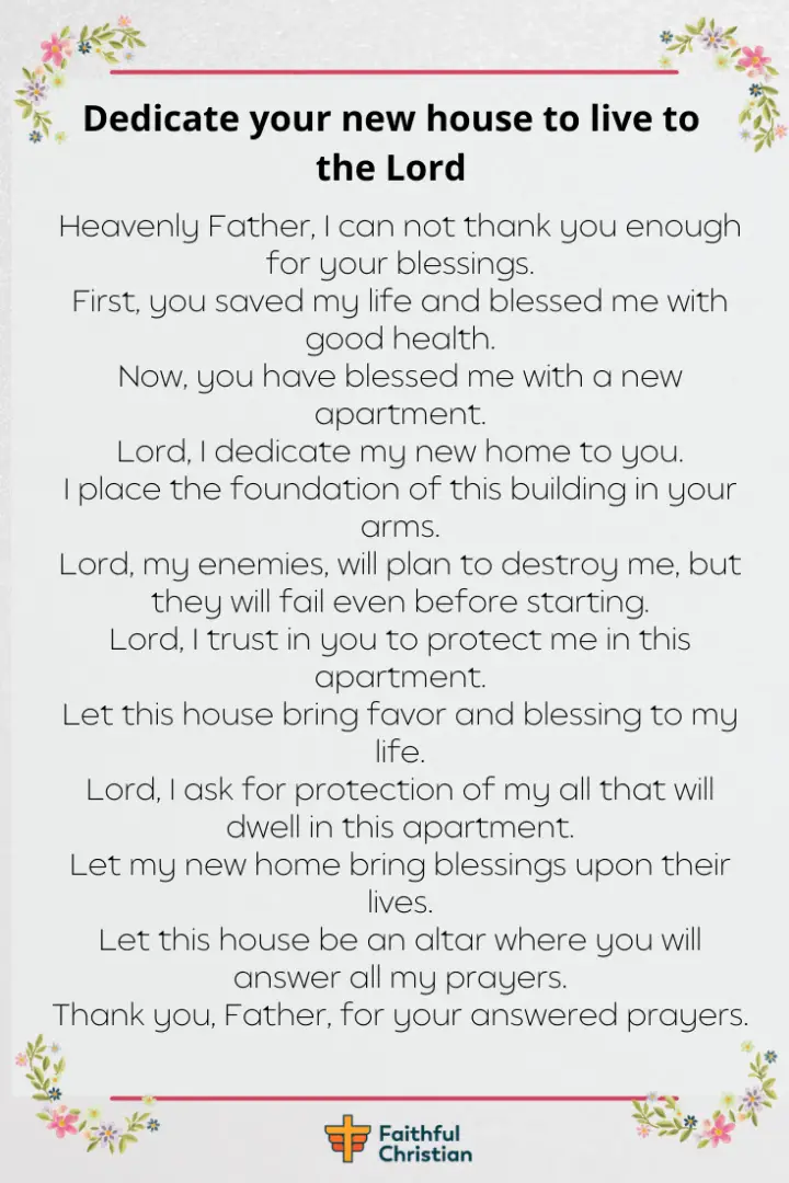 Prayer for a new home to live (house cleansing and dedication)