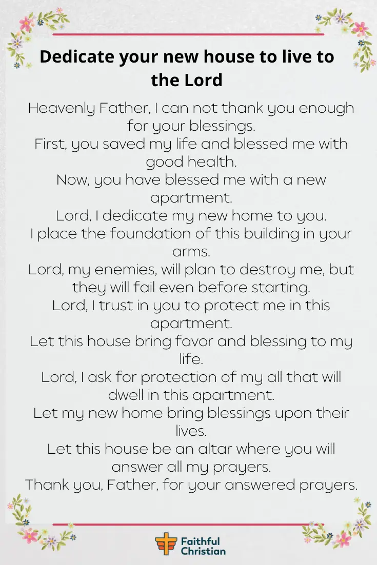 Prayer for a new home to live (house cleansing and dedication)