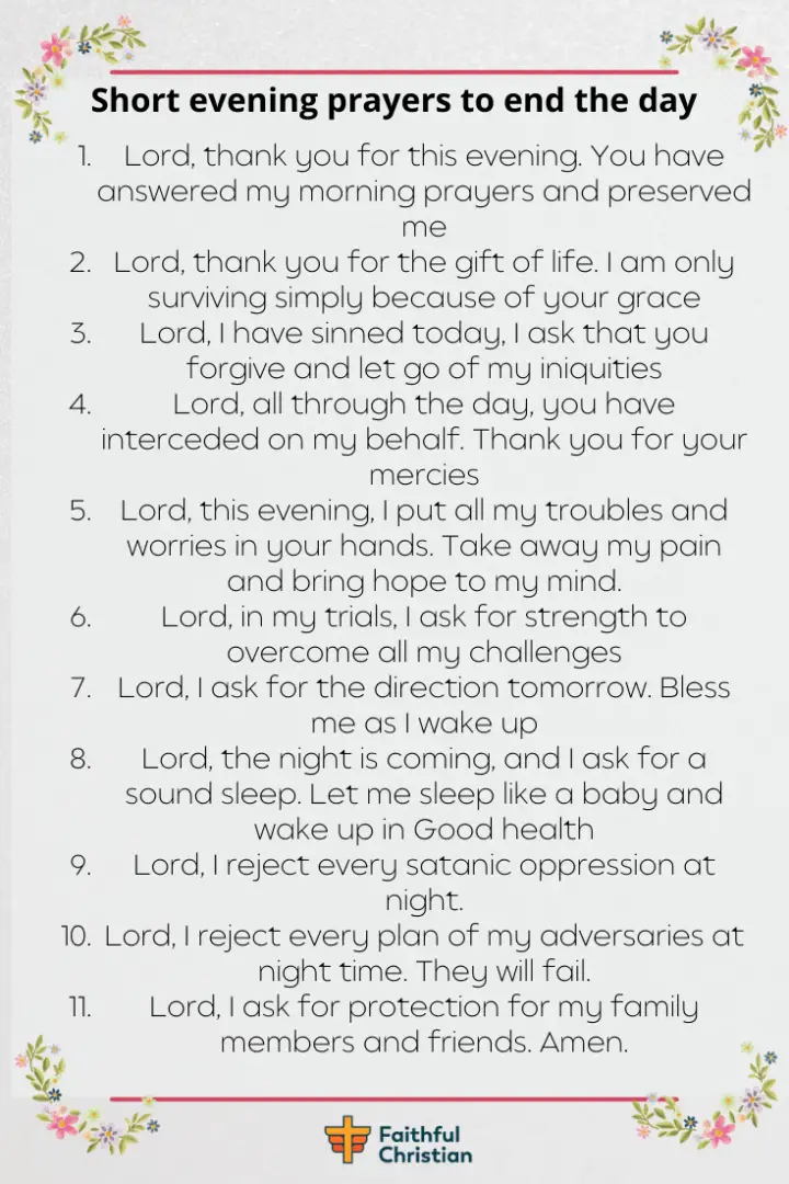 7 Short and Powerful Evening prayers with Bible Verses