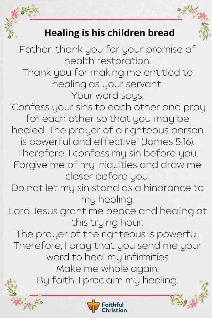 7 Healing Prayers for sickness and Diseases (for the sick)