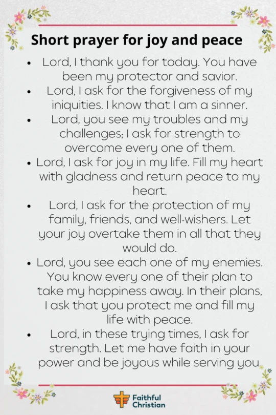 7 Prayers for Joy, strength and peace in the Lord
