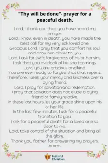 7 Prayers for Someone dying with bible verses: [Peaceful death]