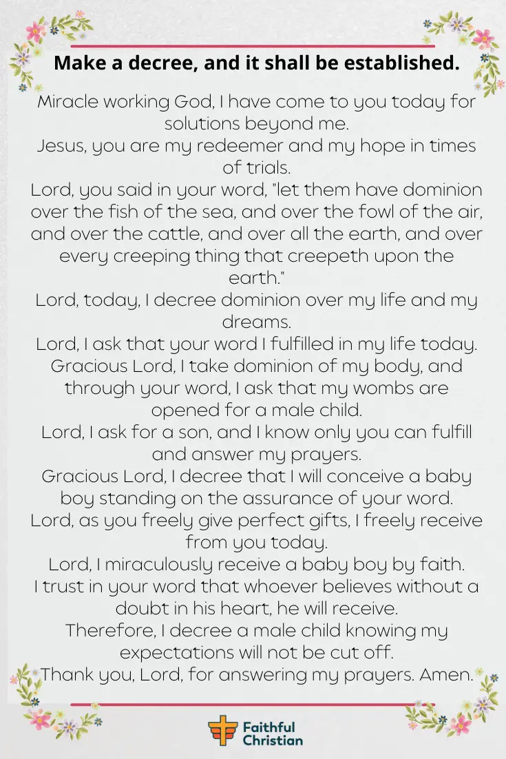 7 Prayers for a baby Boy [Open womb prayer]