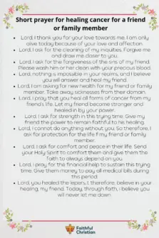 7 Prayers for healing cancer for friend or family member