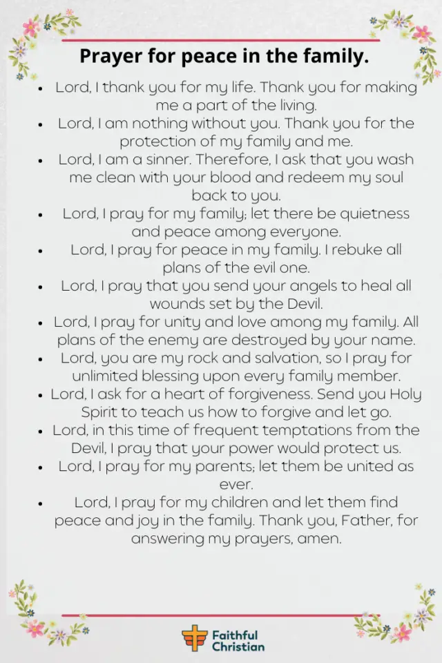 7 Prayers for peace in the family [with scriptures]
