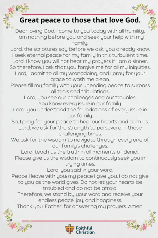 7 Prayers for peace in the family [with scriptures]