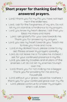 7 Prayers for thanking God for answered prayers